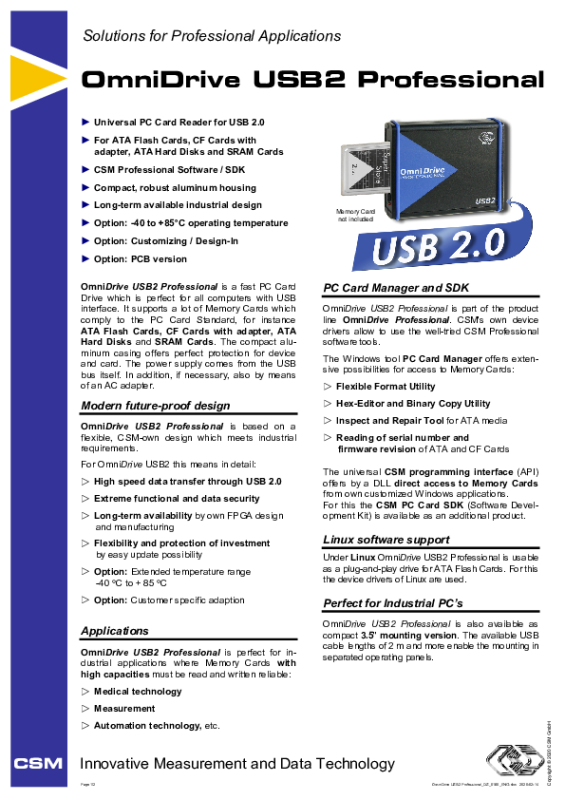 PC CArd Drive OmniDrive USB2 product series